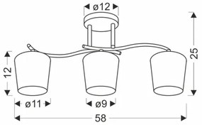 Lustr na tyči ESNYR 3xE27/40W/230V černá/bílá