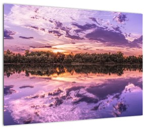 Skleněný obraz fialového nebe (70x50 cm)