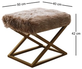 Atelier del Sofa Taburet Capraz Pelush - Gold, Brown, Hnědá, Zlatá