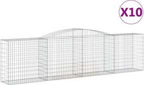 Klenuté gabionové koše 10ks 400x50x100/120cm pozinkované železo 3147004