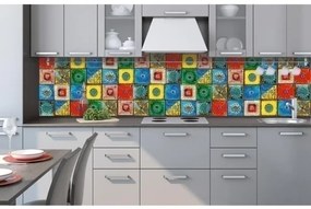 DIMEX | Fototapeta do kuchyně Lisabonské kachličky KI-260-107 | 260 x 60 cm | zelená, vícebarevná, modrá, červená, žlutá