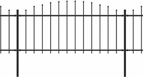 Zahradní plot s kopím nahoře ocelový 504 x 75 cm černý 277705