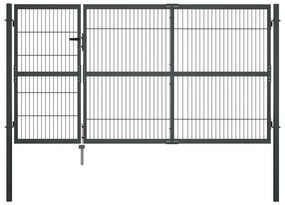Zahradní brána se sloupky ocel 350 x 140 cm antracitová 144401