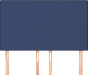 Čelo postele modré 144x5x118/128 cm látkové 3116056