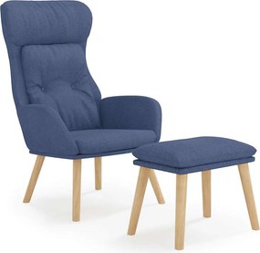 Relaxační křeslo s podnožkou modré textil 3097754