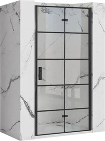 Rea Molier, skládací sprchové dveře 80x190cm do otvoru, 6mm čiré sklo, černý profil, KPL-K9537