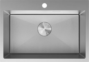 Mexen Solix, 1-komorový nerezový dřez 650 x 450 mm, broušená ocel, vzor voština, 6403651000-01HC