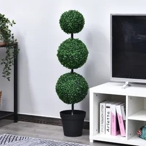Outsunny Umělý buxus s 3 koulemi Ø 30 x 112H cm Zelený