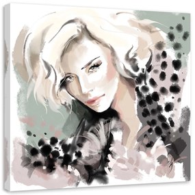 Gario Obraz na plátně Žena Blonde Face Fur Fashion - Irina Sadykova Rozměry: 30 x 30 cm