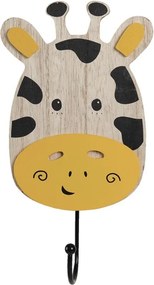 Nástěnný kovový háček s dřevěnou hlavou žirafy - 11*4*21 cm