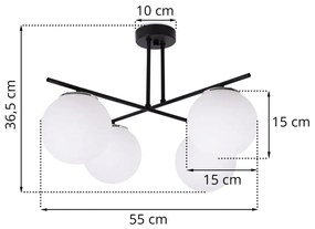 Stropní svítidlo Florence, 4x bílé skleněné stínítko, ch
