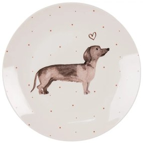 Porcelánový dezertní talíř s jezevčíkem Dachshund Love – 20x2 cm