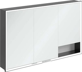 Villeroy & Boch My View+ - Zrcadlová skříňka s LED osvětlením 120x75x17 cm, 3 dvířka, Brilliant White/matná černá B48212VE