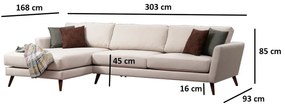 Hanah Home Rohová pohovka MAYORKA levý roh béžová 303 cm 560ARE1151