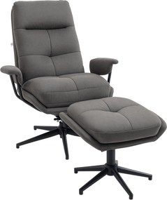 HOMCOM Relaxační Křeslo s Podnožkou, TV Křeslo se Sukem, TV Křeslo s Funkcí Polohování do Obývacího Pokoje, Ložnice, Nosnost do 150 kg, Polyester, Oce