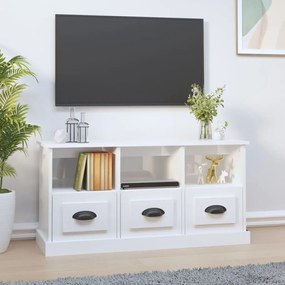 TV skříňka bílá s vysokým leskem 100x35x50 cm kompozitní dřevo