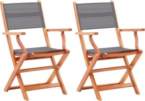 vidaXL Skládací zahradní židle 2 ks masivní eukalyptus textilen [48690] Barva: Šedá