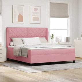Postel s boxspringem s čelo Růžová 200 x 180 cm samet 3340999