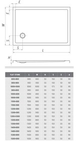 Roth FLAT STONE EFFECT sprchová vanička 80 × 80 x 5 cm - bílá 8000311