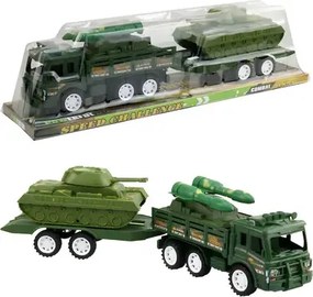 Vojenská sada s autem, přívěsem a tankem / Plast / Tank 15 cm / Od 3 l
