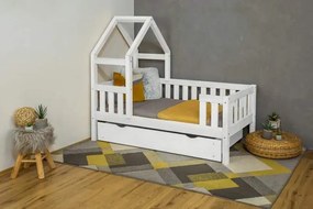 MAXIDO Dětská postel domeček Zara - jeden šuplík 200x120 bílá