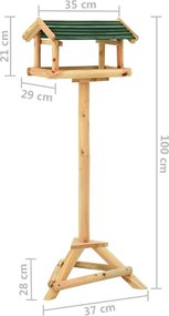 Krmítko se stojanem 37 x 28 x 100 cm masivní jedlové dřevo 316418