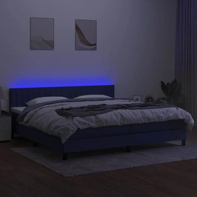 Box spring postel s matrací a LED modrá 200x200 cm textil 3133347