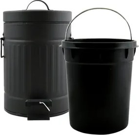 MSV HABANA černá / Pedálový odpadkový koš / 3 l / ocel / úchyty