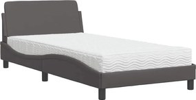 Postel s matrací Dover šedá 100 x 200 cm umělá kůže 3208360