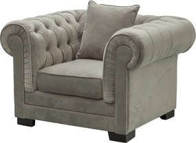 Křeslo Chesterfield Classic Velvet Light Grey 118x96x77cm