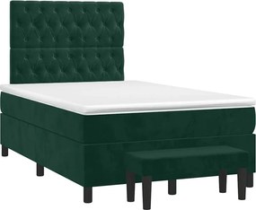 Box spring postel s matrací tmavě zelená 120 x 200 cm samet 3138016