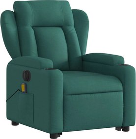 Elektrické zvedací masážní polohovací křeslo zelené textil 3204524
