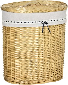 HOMCOM Koš na prádlo s víkem z proutí 100L 51x38x57cm Přírodní box na prádlo do ložnice a koupelny | Aosom.de
