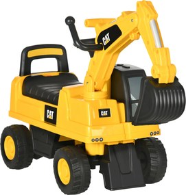 HOMCOM sedací bagr s lopatou a klaksonem, pro děti od 12 měsíců, žlutý+černý, 85x27.5x47.5cm| Aosom