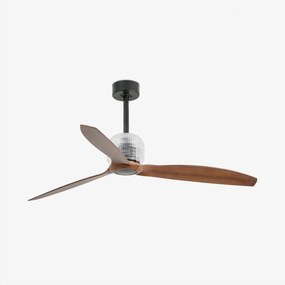 FARO 33395D DECO FAN M, černá/dřevo, stropní LED ventilátor s DC motorem - FARO