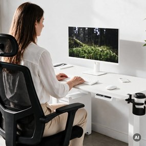 Elektrický stůl s nastavitelnou výškou ergonomický bílý,1400x700 mm: ARIA