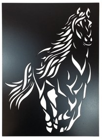 Živá Zeď Dřevěná nástěnná dekorace Černý kůň