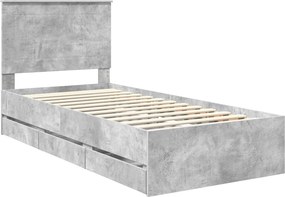 Rám postele s čelo Betonově šedá 90 x 190 cm Inženýrské dřevo 3409499