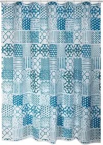 MSV ALENTEJO sprchový závěs vzorovaný modrý / 180 x 200 cm / polyester