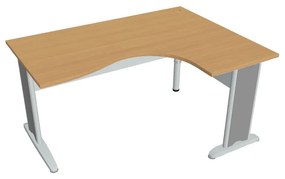 Stůl ergo vlna levý 160×120/80 cm - Hobis Cross CE 2005 L Dekor stolové desky: buk, Dekor lamino podnože: šedá, Barva nohou: Stříbrná