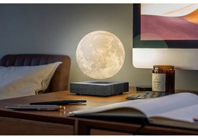 Černá stolní levitující lampa ve tvaru Měsíce Gingko Moon