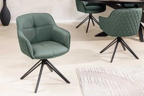 Designová otočná židle Natasha zelená kůže