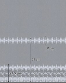Záclona na jednotlivých hačcích flex barva bílá látka poloprůhledná, pletený vzor, vzorované