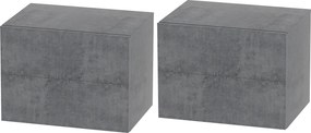 HOMCOM Sada 2 nástěnných nočních stolíků se 2 zásuvkami, noční stolky do ložnice, úsporné postranní stoly do obývacího pokoje, 40x29x30 cm, šedý ceme…