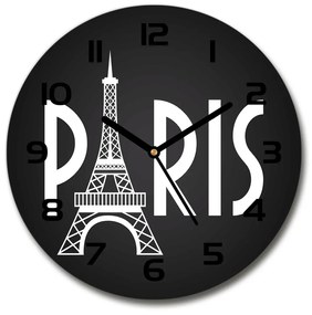 Wallmuralia Skleněné nástěnné hodiny kulaté Paříž fi 30 cm