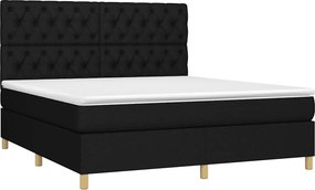Box spring postel s matrací a LED černá 160x200 cm textil 3135687