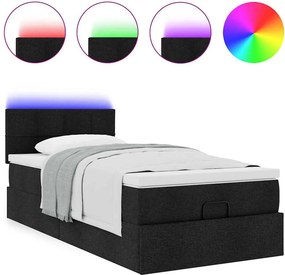 Osmanská postel s matrací &amp; LED černá 80x200cm látka 3312265