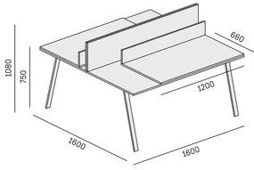 PLAN Kancelářský pracovní stůl DOUBLE LAYERS, posuvná vrchní deska, s přepážkami, dub přírodní / dub mořený