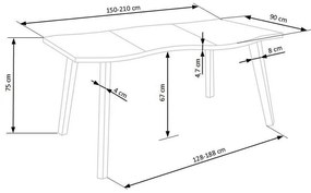 Jídelní stůl Dickson II, přírodní dřevo / černá
