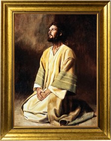 Ježíš Kristus Obraz Na Plátně Ve Zlatém Moderním Rámu 30X40